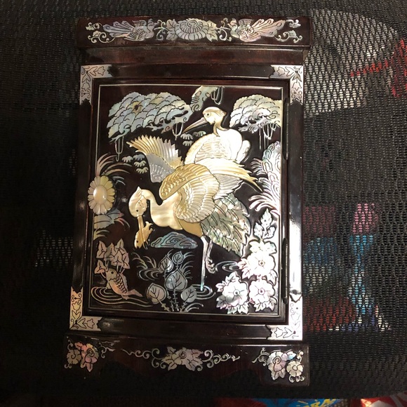 Storage & Organization | Vintage Chinese Inlaid Shell Lacquered Wood ...